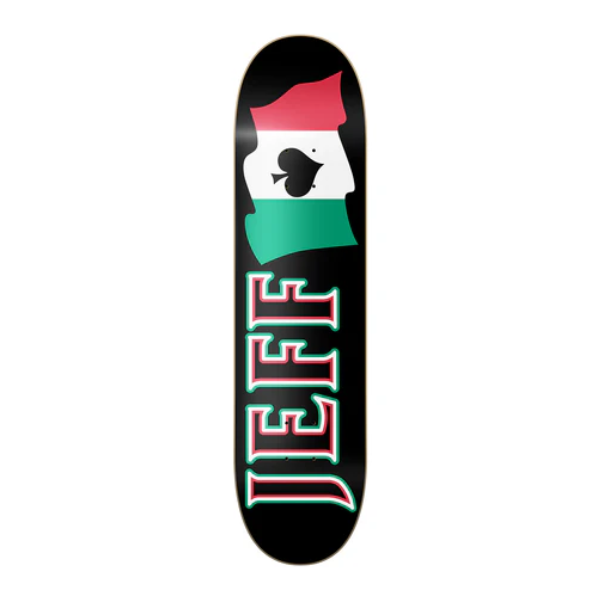 KFD - Jeff Flagship 8" Deck (Black/Red/White/Green) gripped - Boardhub